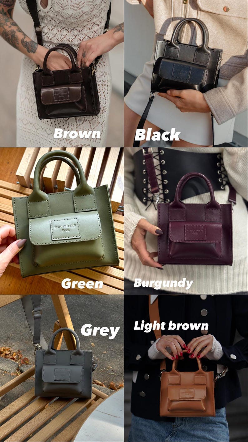 Red Leather Crossbody Tote Bag With Leather Shoulder Strap, Crossbody ...