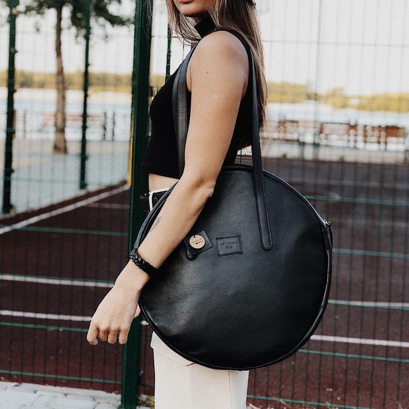 Round Leather Bag - Etsy
