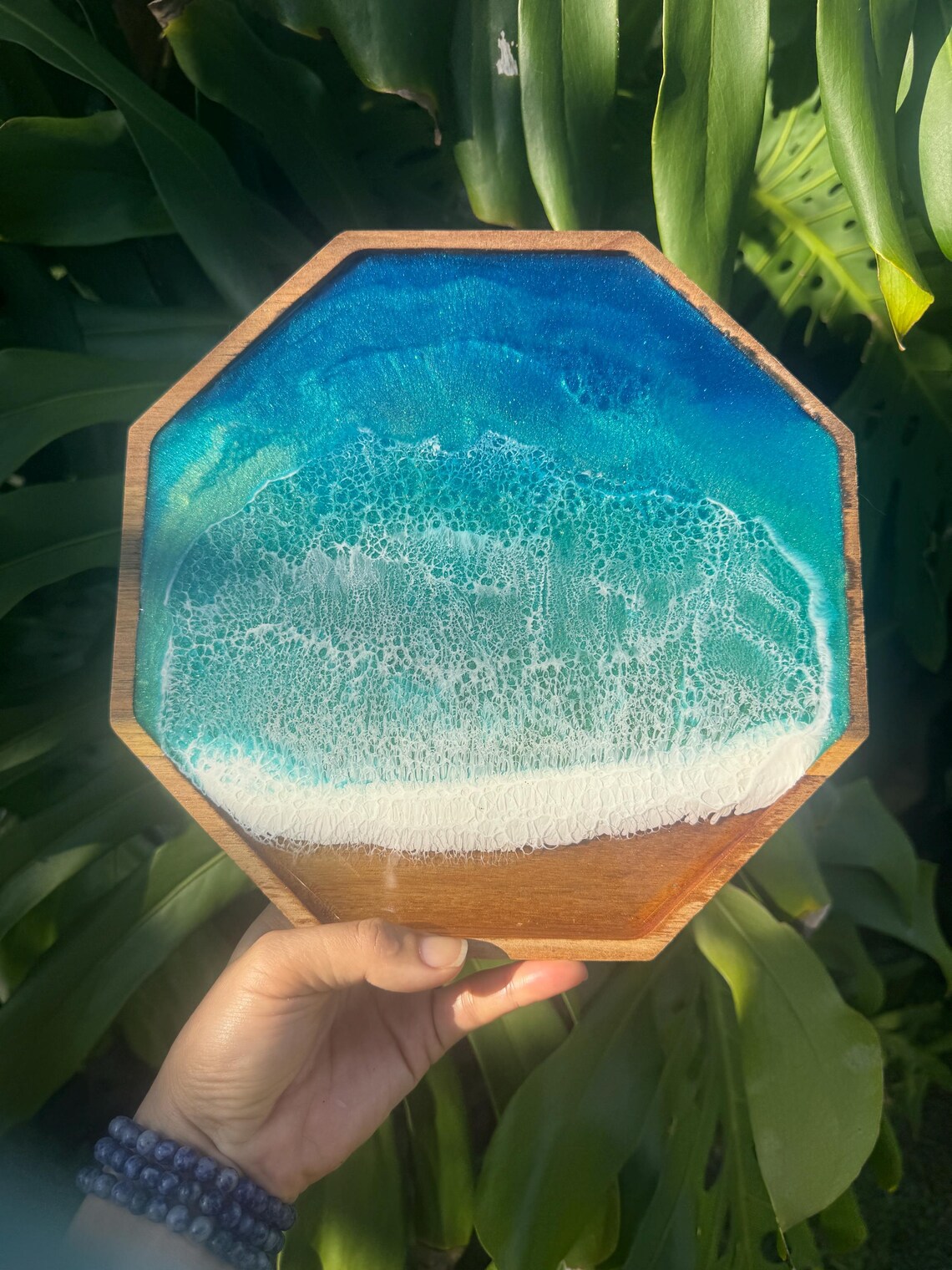 Octagon Shaped Wood and Resin Ocean Tray/dish - Etsy