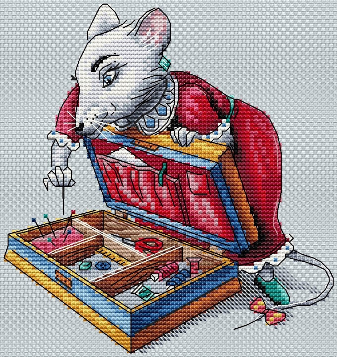 Rat Needlewoman Cross Stitch Hat Pattern PDF Instant Download Stylish ...