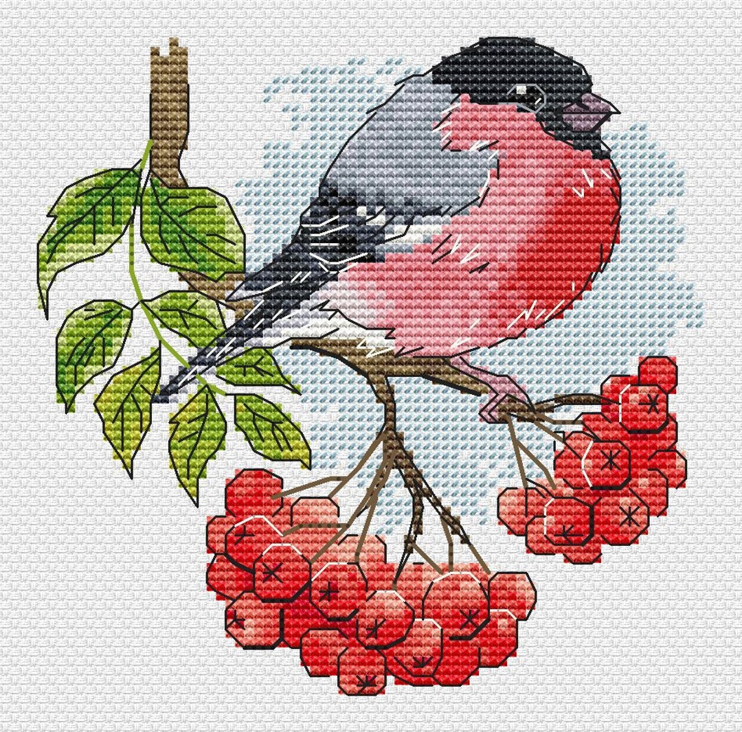 Bullfinch Bird Cross Stitch Hat Pattern PDF Instant Download Stylish ...