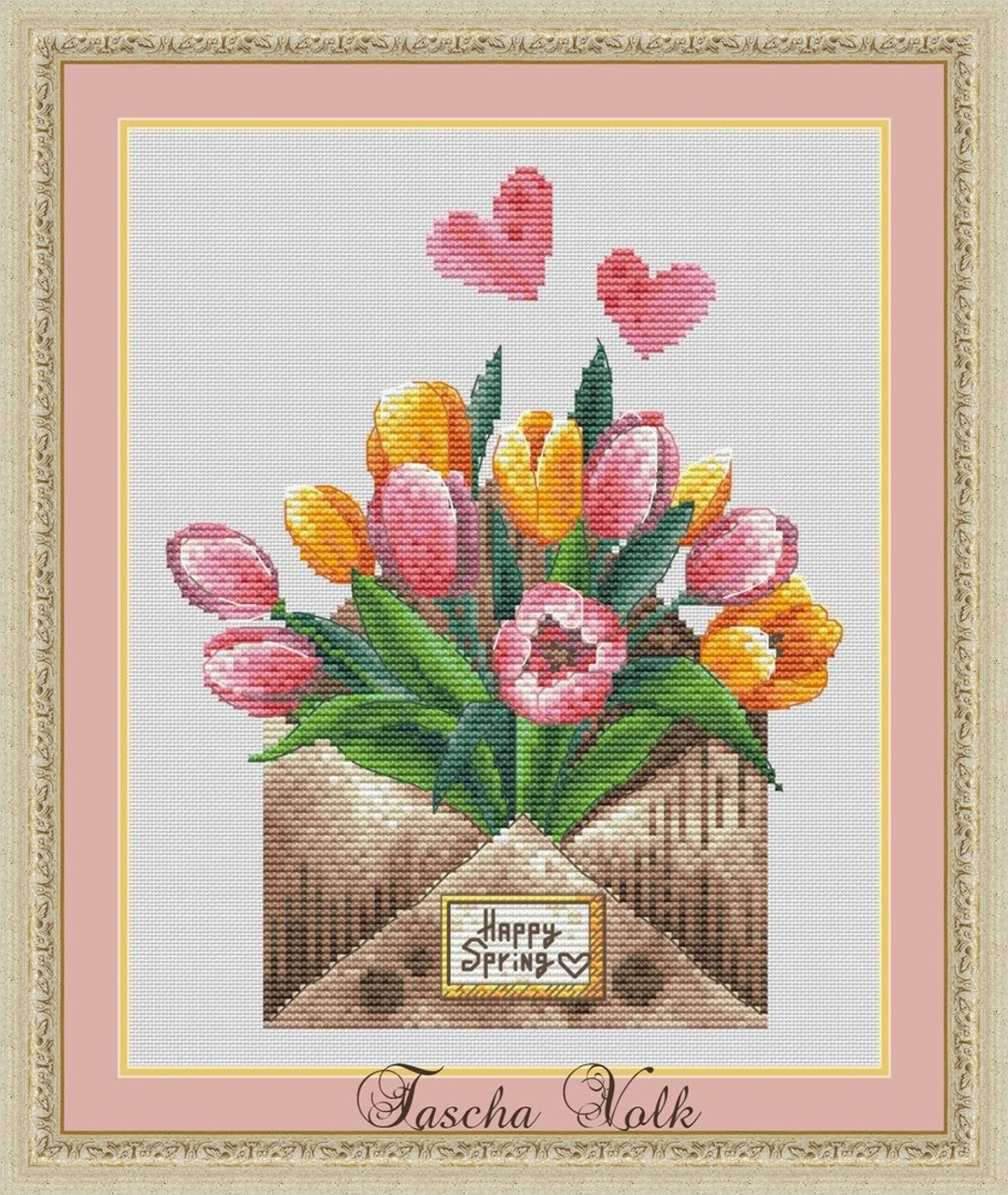 Spring Letter Cross Stitch Hat Pattern PDF Instant Download Stylish ...