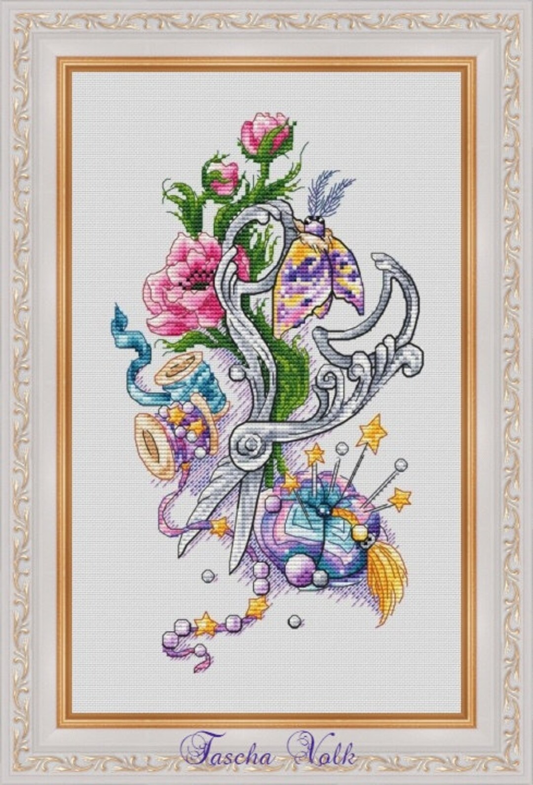 Silver Scissors Cross Stitch Pattern PDF Instant Download Stylish ...