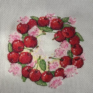 A Wreath of Cherries Cross Stitch DMC Chart Printable PDF Instant Download - Etsy