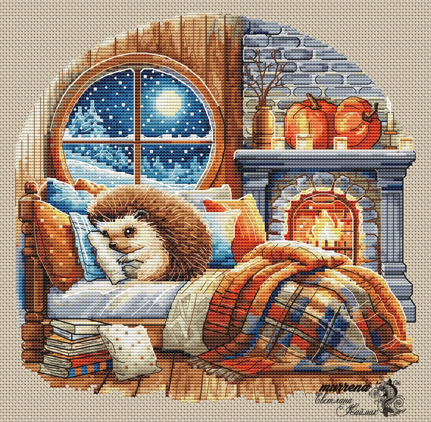 The Hedgehog is Sleeping Cross Stitch PDF Instant Download Stylish ...