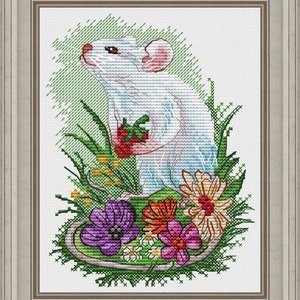 White Mouse Cross-stitch Pattern Printed PDF Instant Download Stylish ...