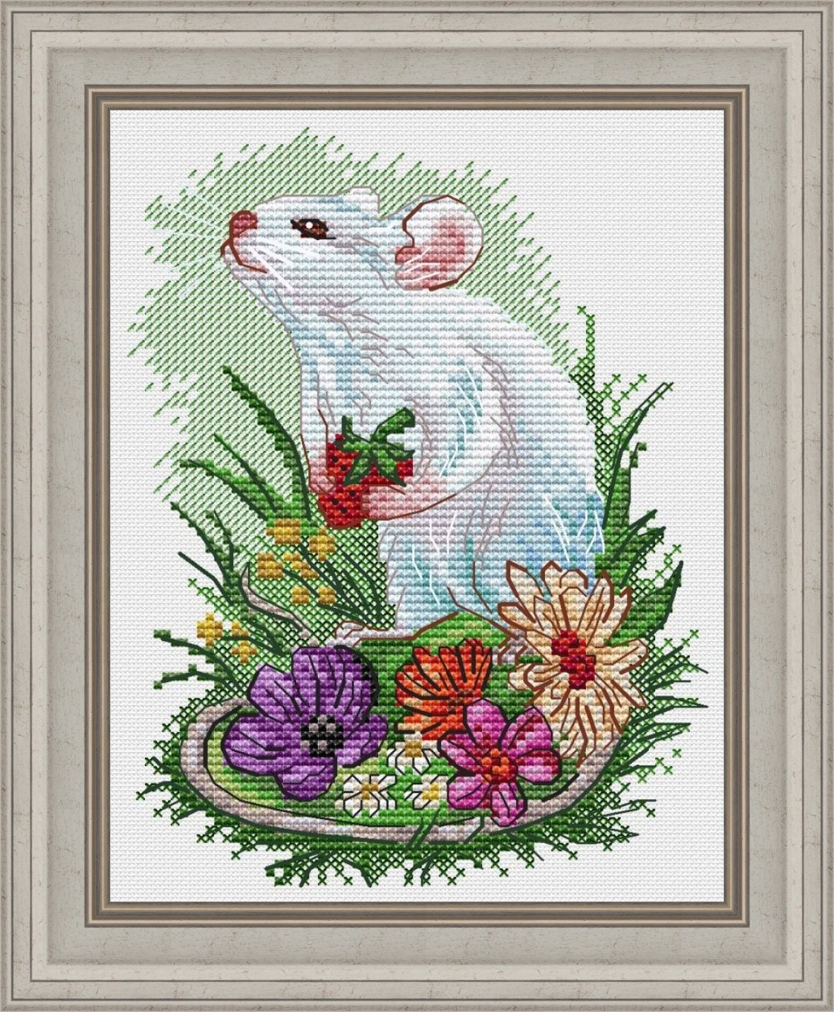 White Mouse Cross-stitch Pattern Printed PDF Instant Download Stylish ...