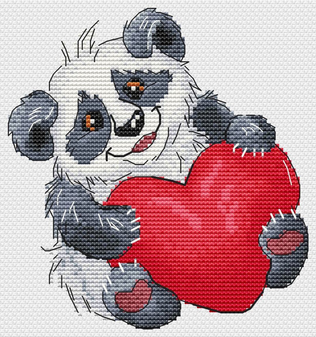 Panda With Heart Cross Stitch Hat Pattern PDF Instant Download Stylish ...