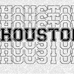 Houston Svg Dxf Png Clipart, Houston Stacked Retro Vintage Svg Dxf ...