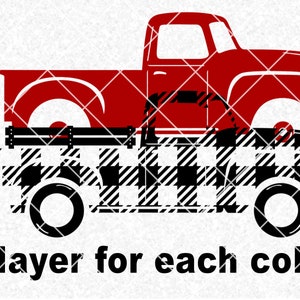 Buffalo Plaid Christmas Truck Svg Dxf Png, Red Vintage Truck Buffalo ...