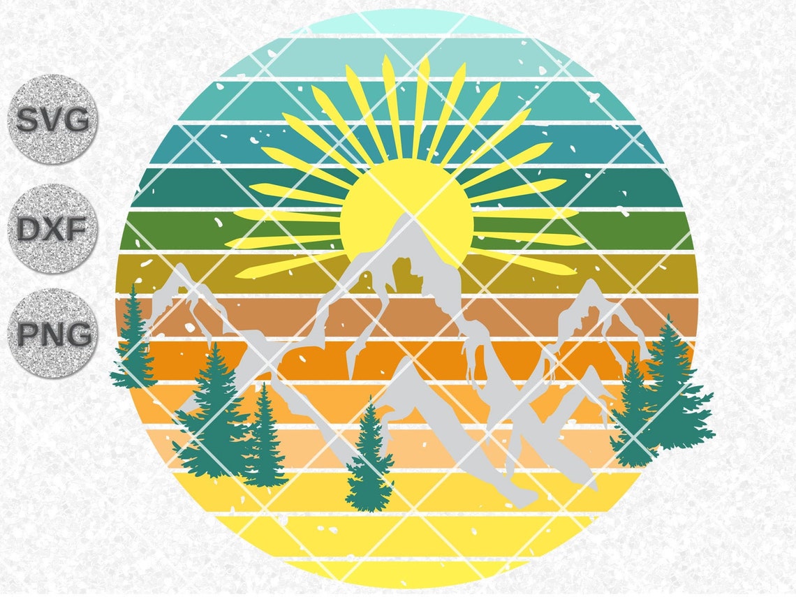 Ombre sunset svg dxf retro ombre horizon svg dxf retro ombre - Etsy España