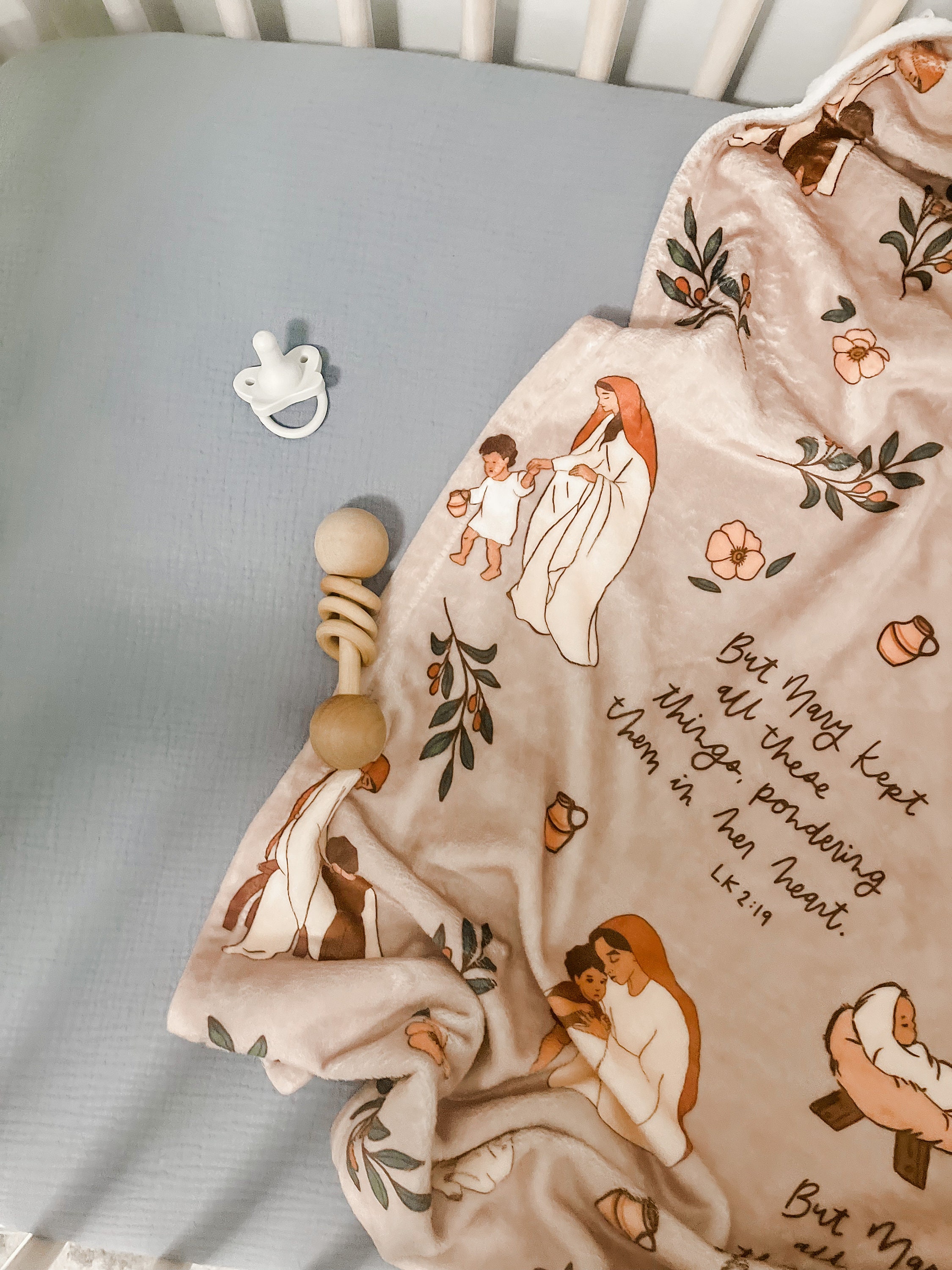 Luke 2:19 Blessed Mother & Child Minky Blanket - 30X40 Inch Holy Family ...