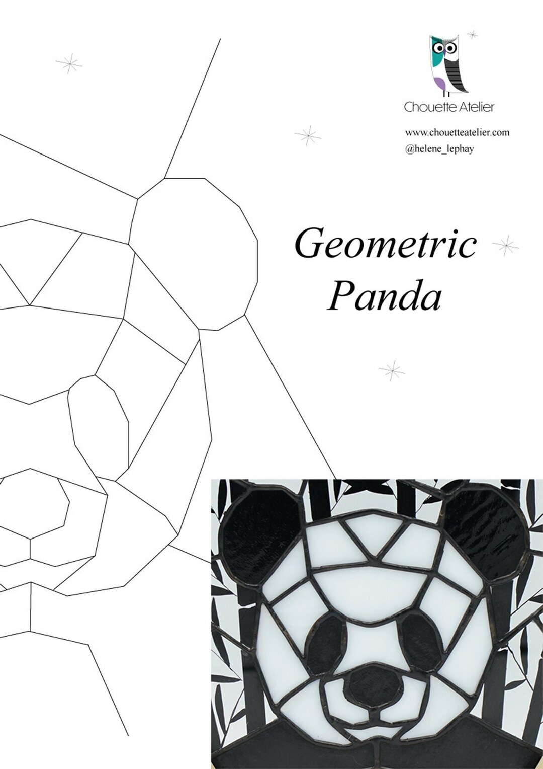 Geometric Panda Stained Glass PDF Pattern | Panda PDF Pattern for ...