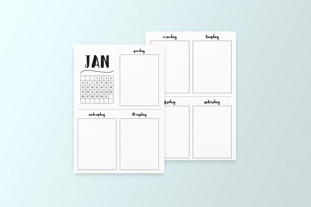 Bullet Journal Weekly Planner Printable | 2025 Calendar | Two Page ...