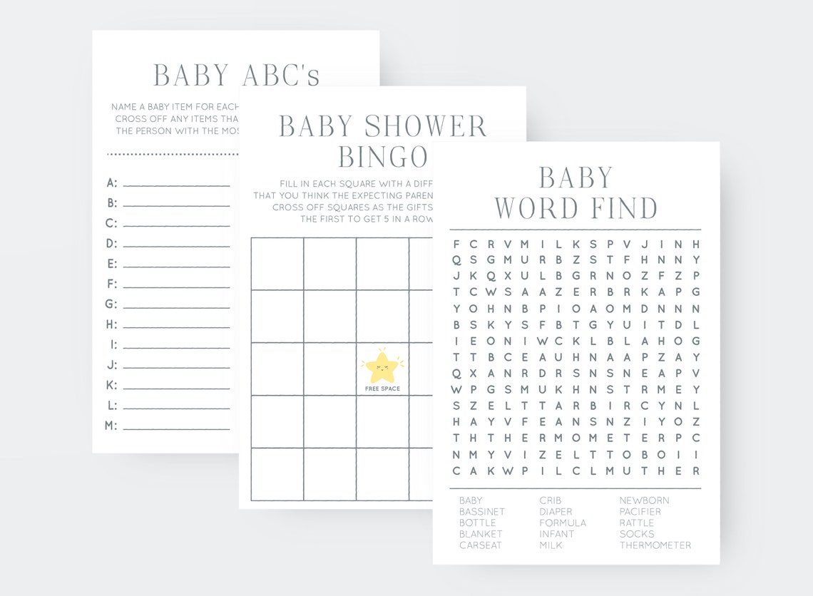 Printable Baby Shower Games Gender Neutral Baby Shower Set | Etsy
