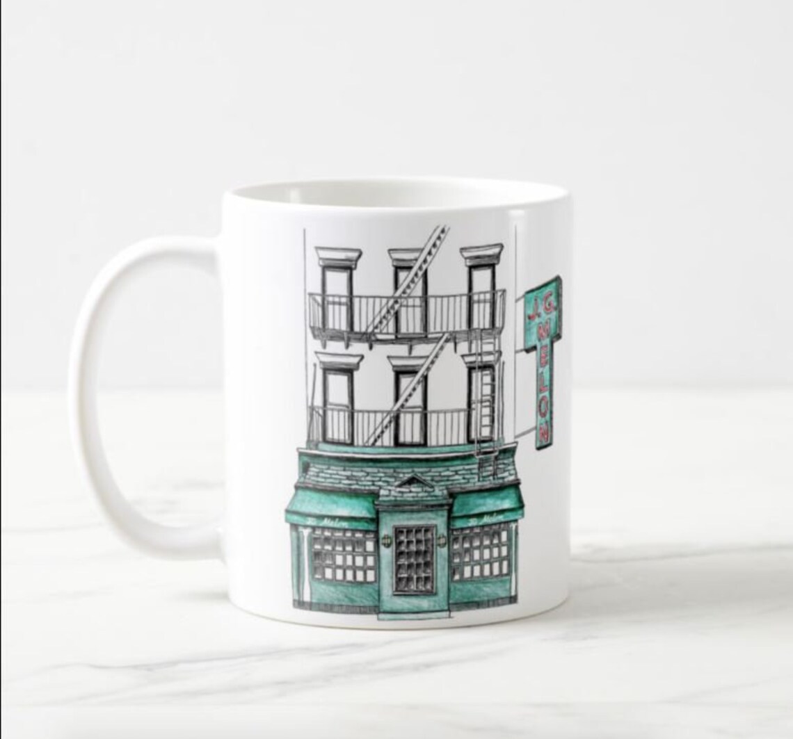 NYC MUG JG Melon Restaurant Illustration Art Upper East Side Ceramic ...