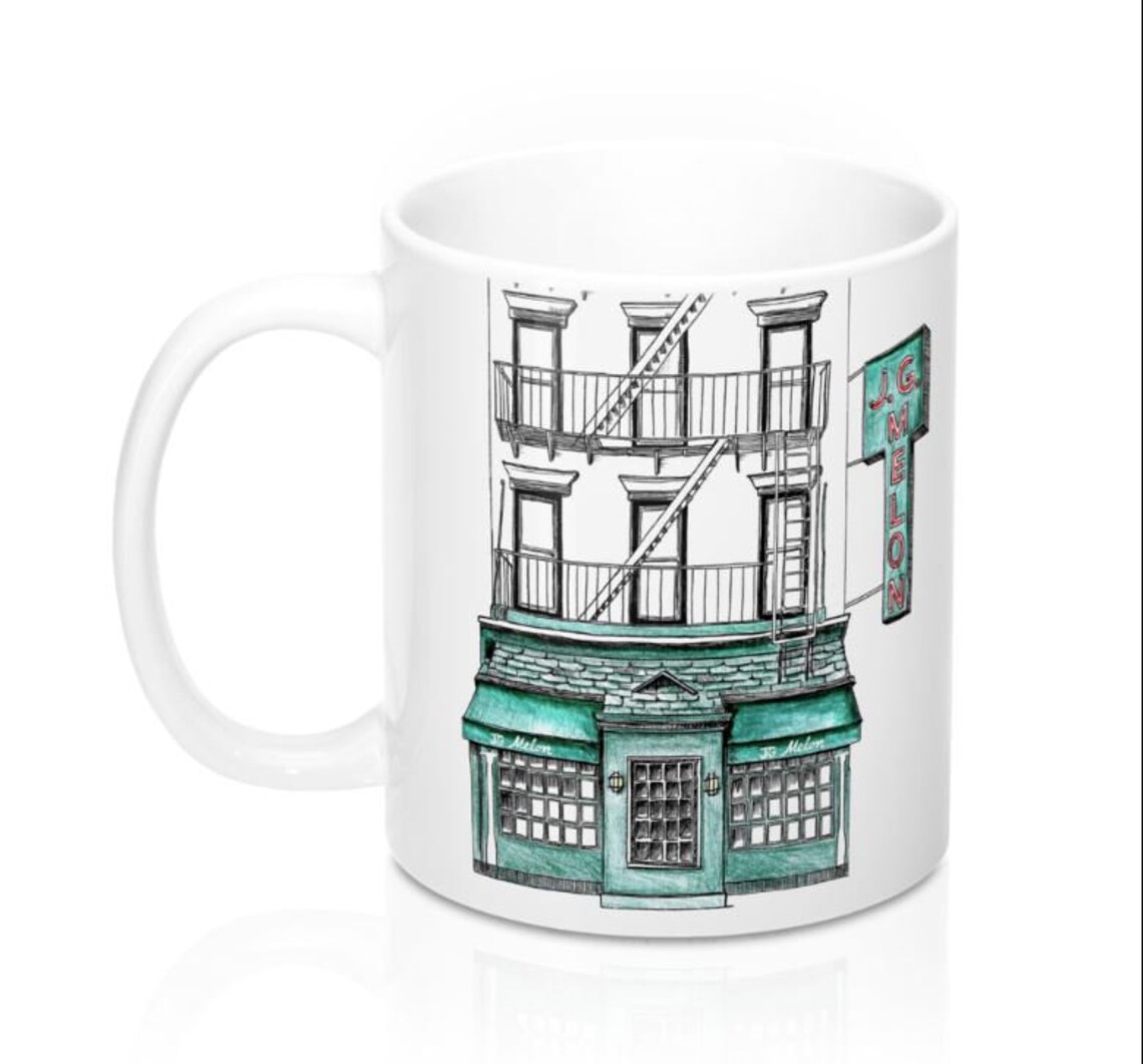 NYC MUG JG Melon Restaurant Illustration Art Upper East Side Ceramic ...