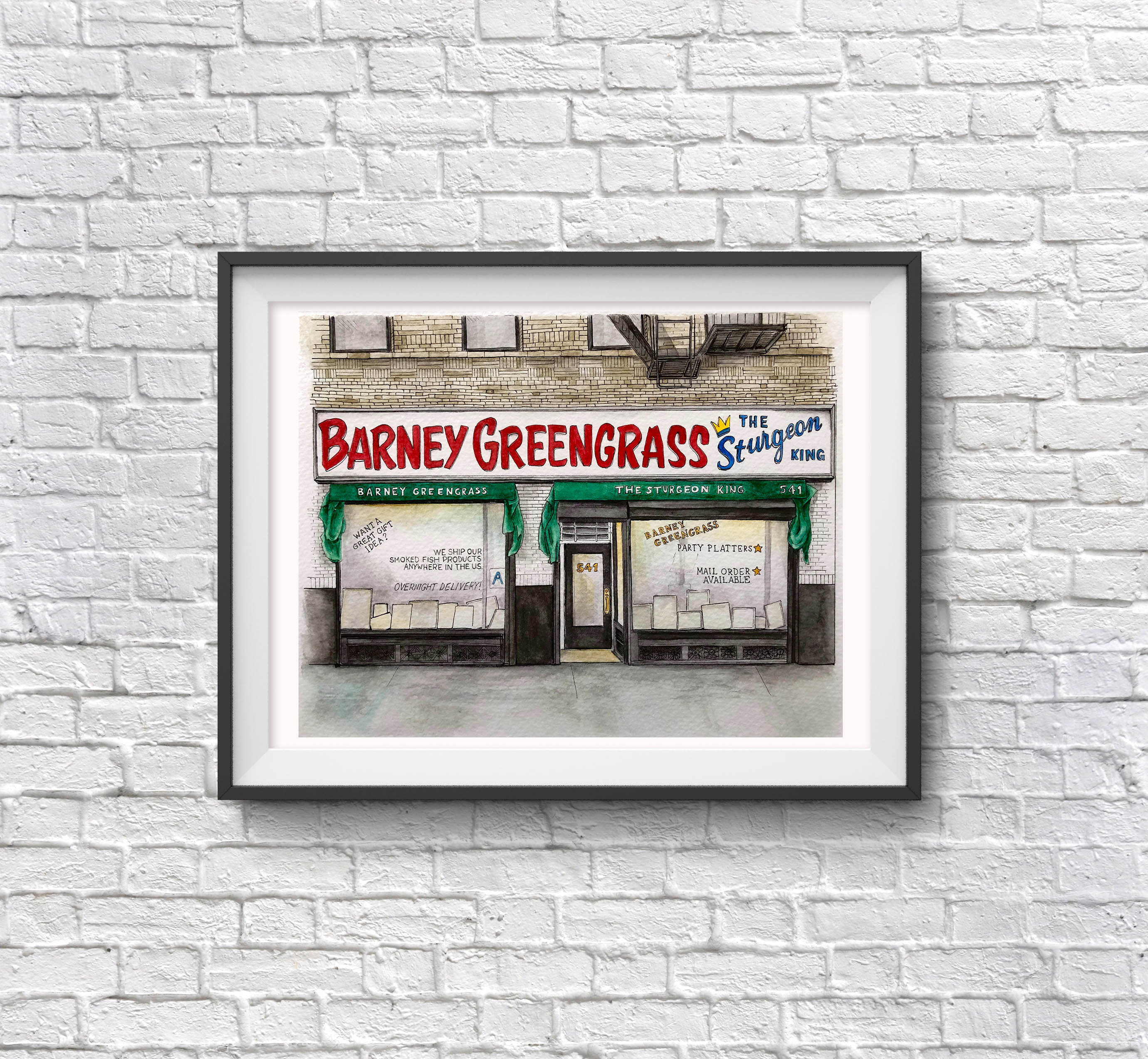 Barney Greengrass Watercolor Print Upper West Side NYC - Etsy