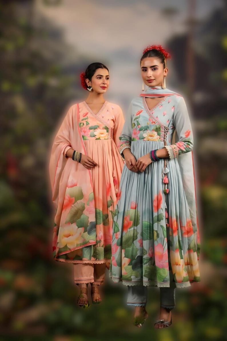 Cotton Angrakha Kurta Set: Mulmul Cotton Boho Chic Festive Outfit - Etsy