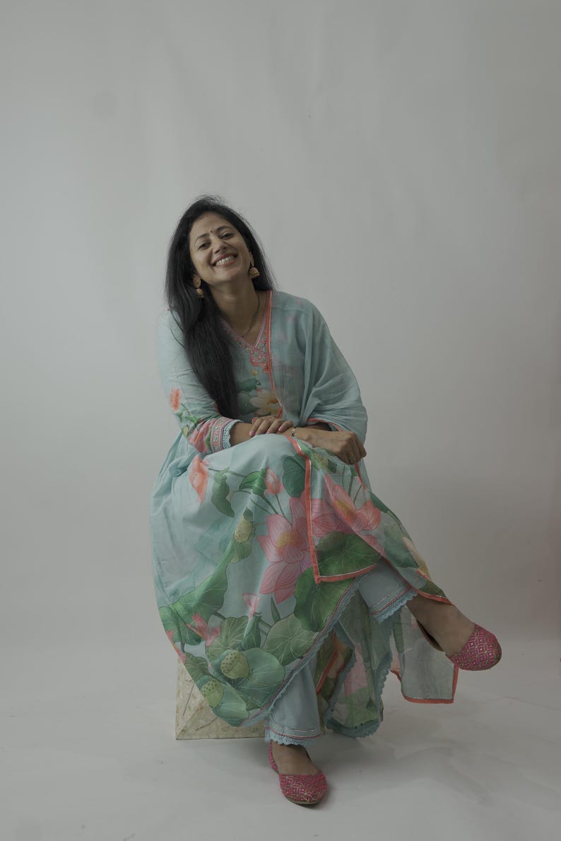 Cotton Angrakha Kurta Set: Mulmul Cotton Boho Chic Festive Outfit - Etsy