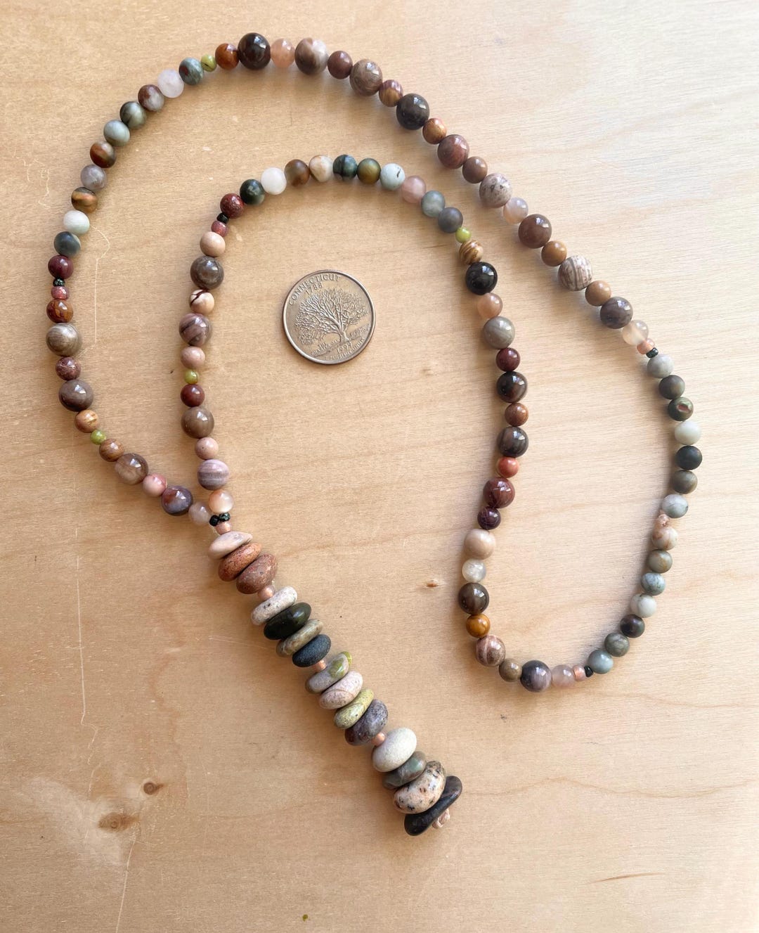 Sea of Cortez Stone Beaded Long Necklace | Jasper + Agate + Sunstone ...