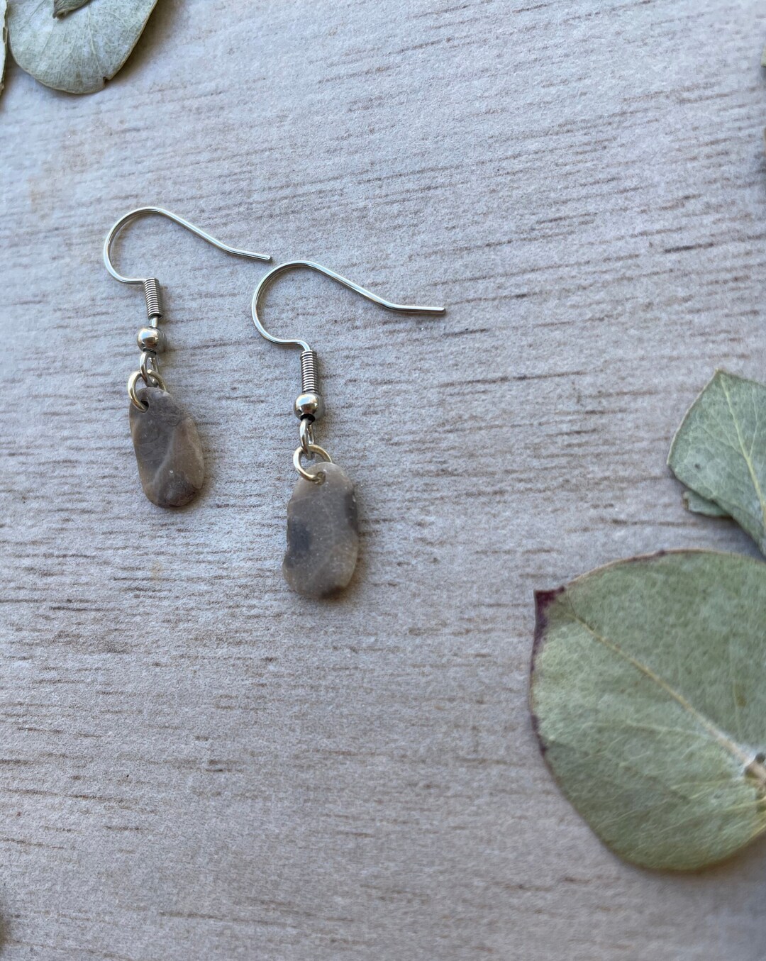 Lake Michigan Petoskey Stone Pebble Earrings - Etsy