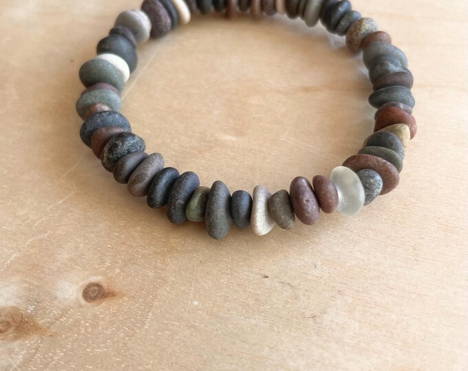 Lake Superior + Michigan Stone Bracelet With Sea Glass | XS/S | Natural ...