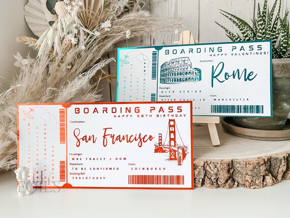 Boarding Pass Plane Ticket Gift IOU Voucher for Holiday Foil | Etsy UK