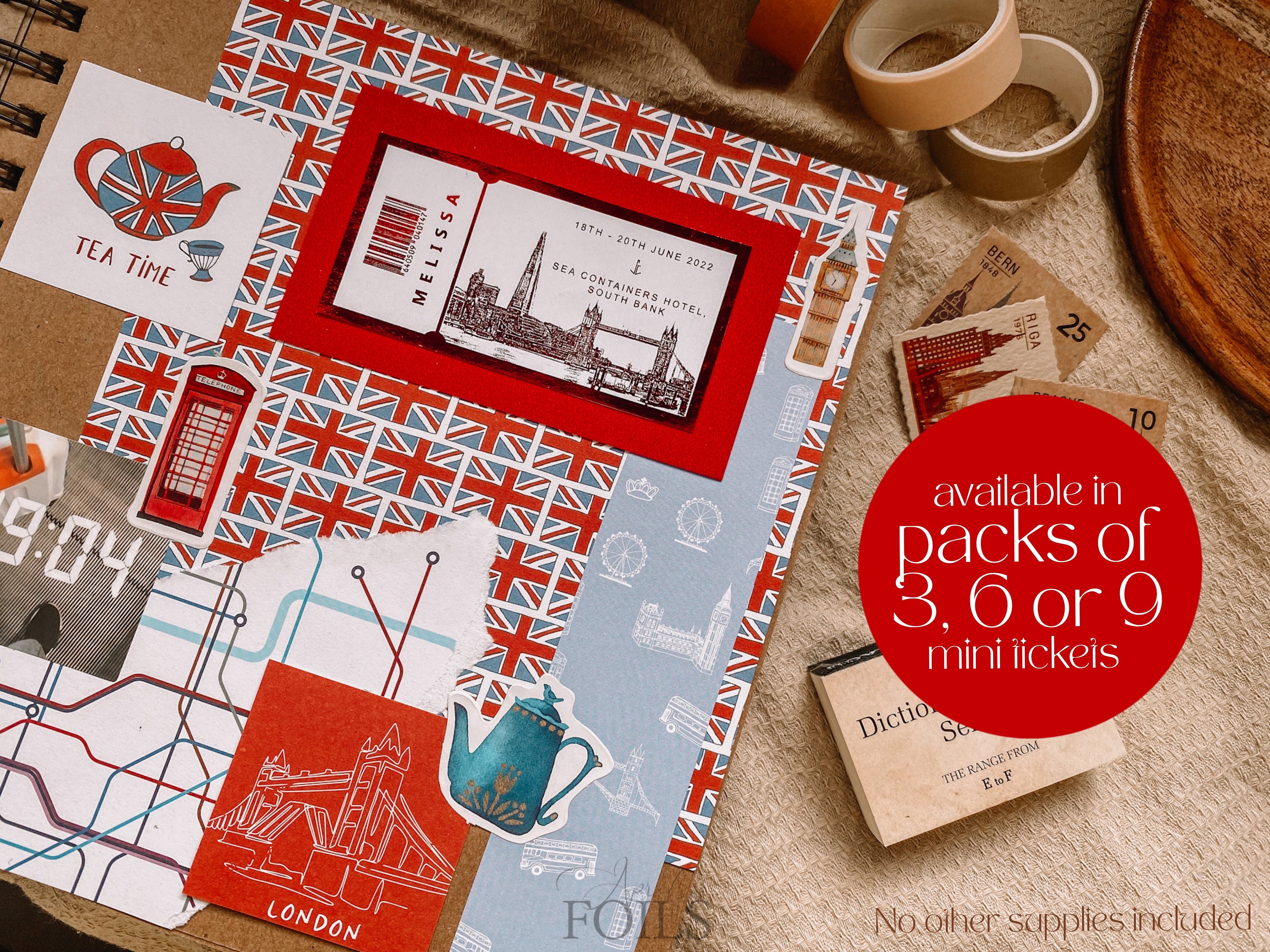 MINI Ticket for Journaling, Pack of 3, Scrapbook Bundle, Holiday ...