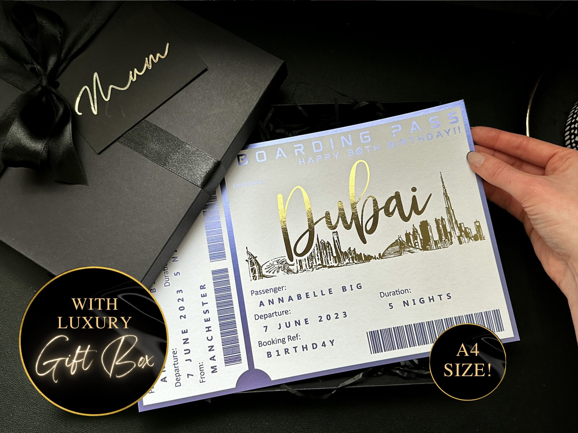 A4 Boarding Pass Surprise With Gift Box Large Holiday Reveal - Etsy UK
