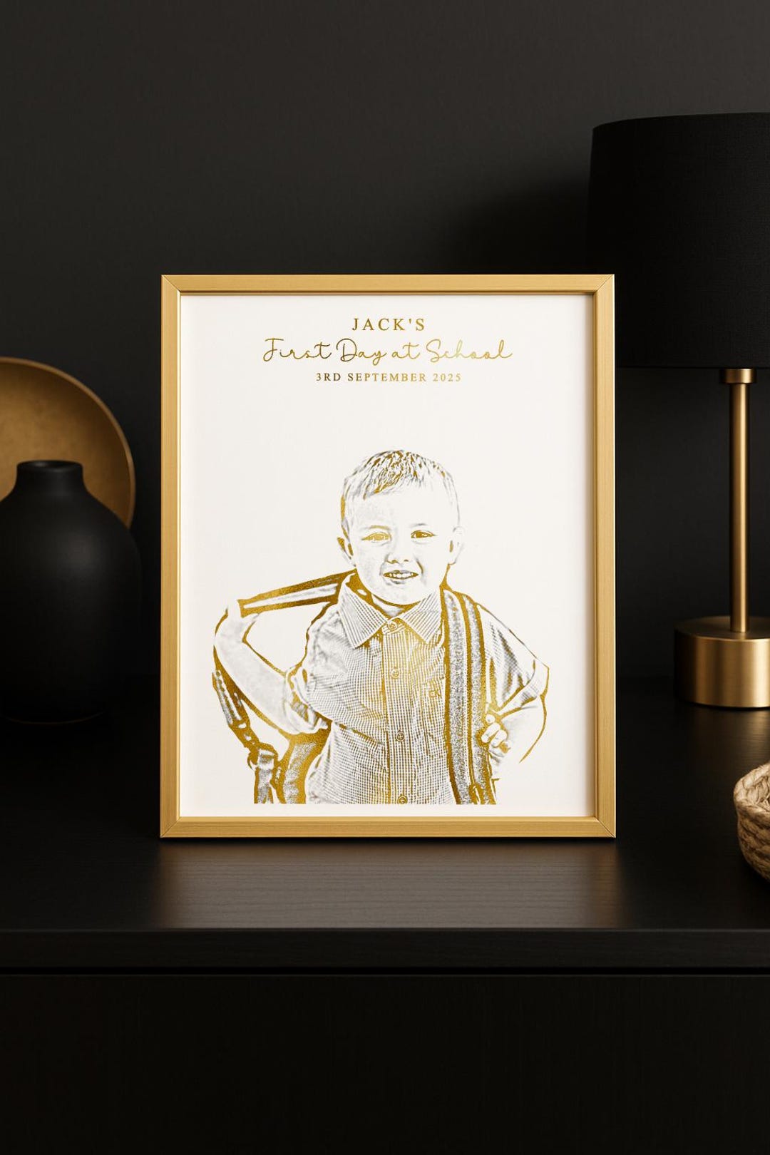 First Day of School Foil Portrait Print, New School Starting School ...