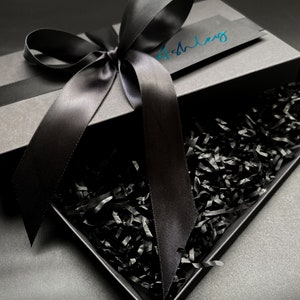 Black Luxury Gift Box, 23x12cm Card Box With Satin Feel Ribbon and ...