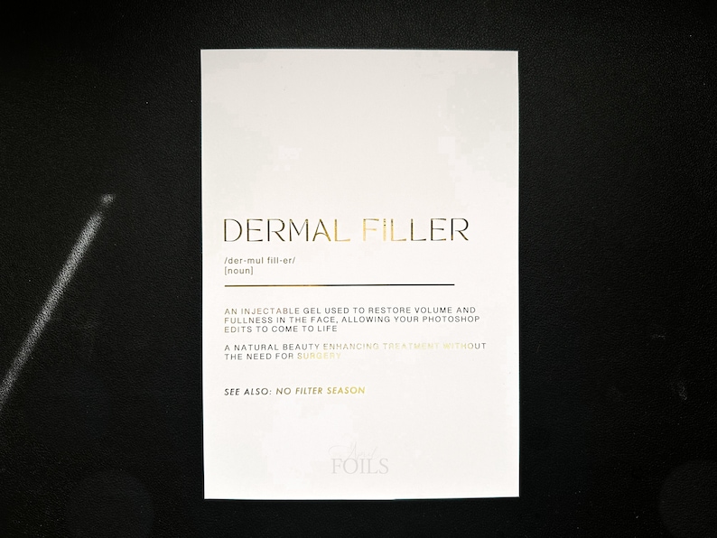 Dermal Filler Definition Print for Aesthetics Clinic Decor, Foil Poster ...