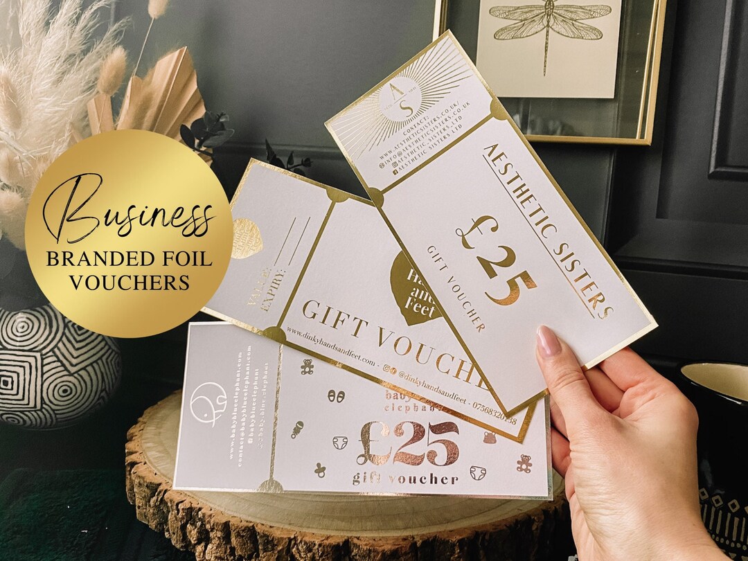 Foil Business Vouchers, Custom Gift Voucher for Customers, Bespoke ...