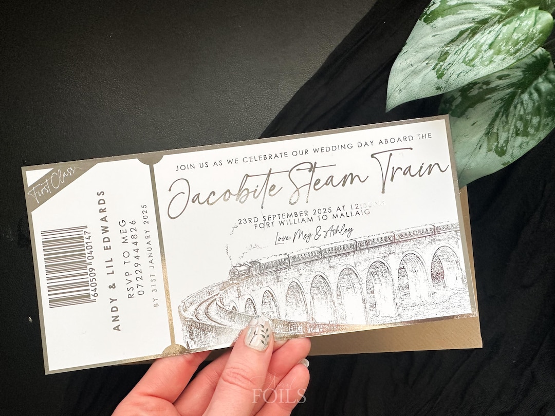 Train Ticket Wedding Invitations, Steam Train Dining Experience Journey ...