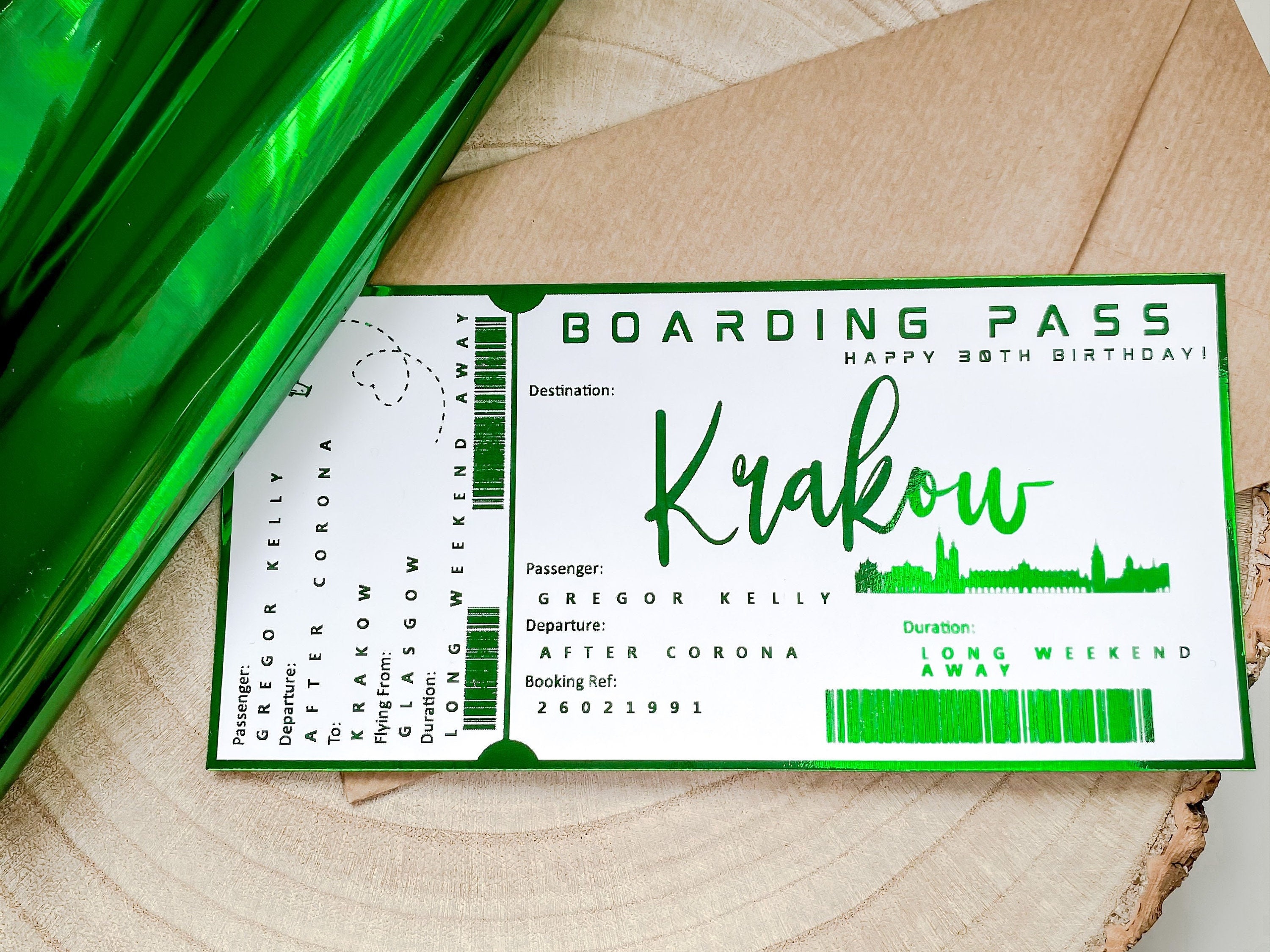 Boarding Pass Plane Ticket Gift IOU Voucher for Holiday Foil - Etsy