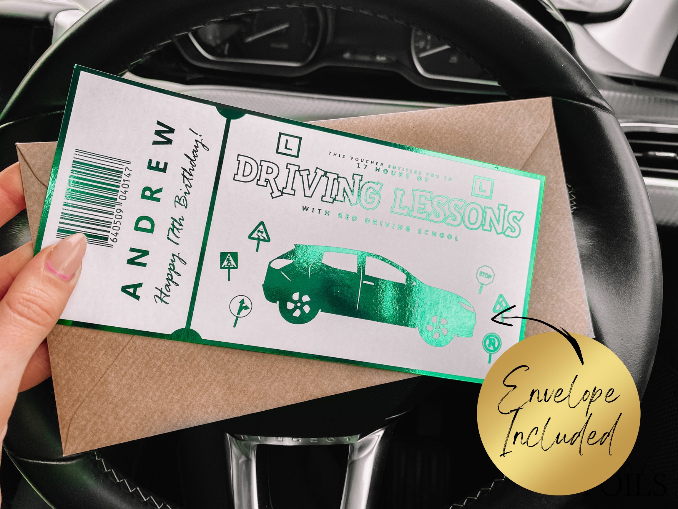 Foil Driving Lessons Voucher, Learning to Drive Gift, Surprise 17th ...