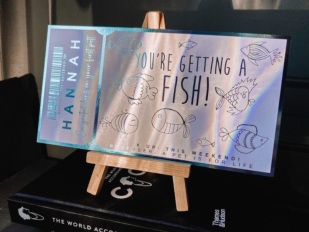 New Fish Gift Reveal Personalised Foiled Voucher for Surprise Gift for ...