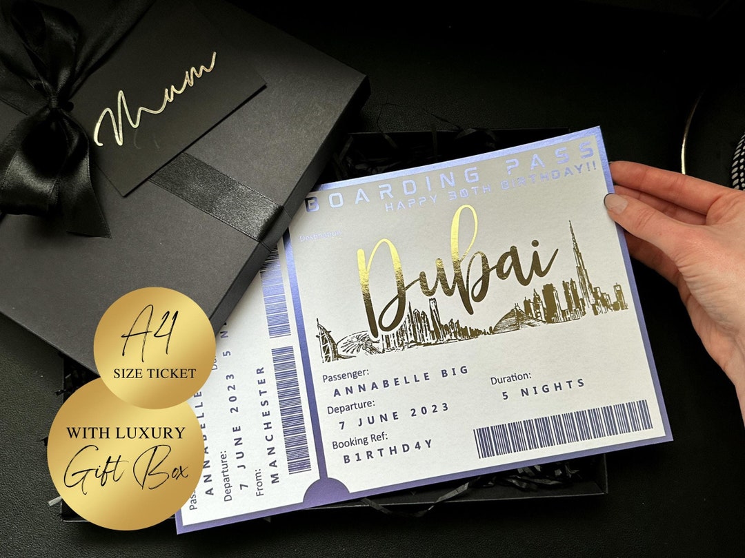 A4 Boarding Pass Surprise With Gift Box, Large Holiday Reveal Ticket ...