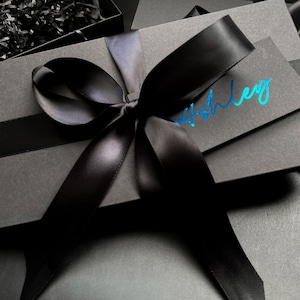 Black Luxury Gift Box, 23x12cm Card Box With Satin Feel Ribbon and ...