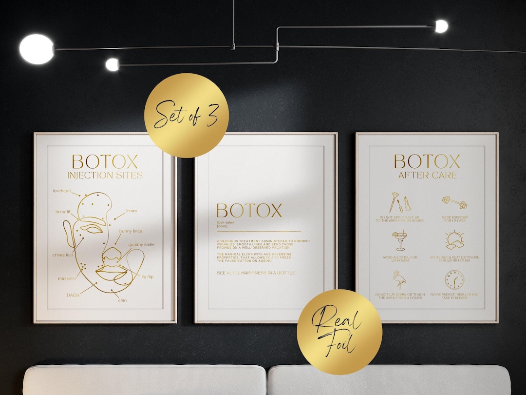 3 Botox Prints for Aesthetics Clinic Decor, Foil Poster Botox Aftercare ...
