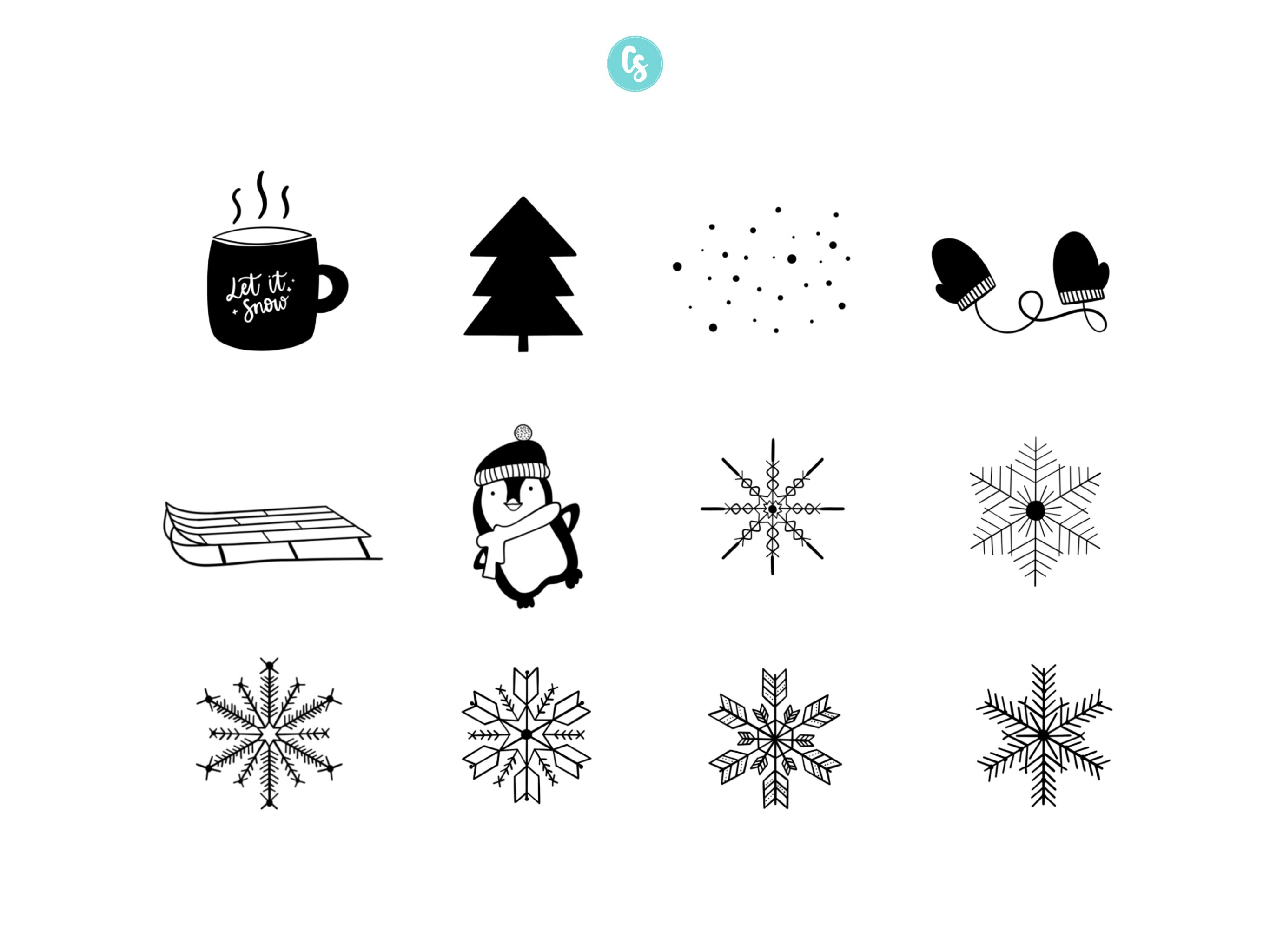 Winter Procreate Stamps | Snowflake Stamp Brushes | Procreate Stamps ...
