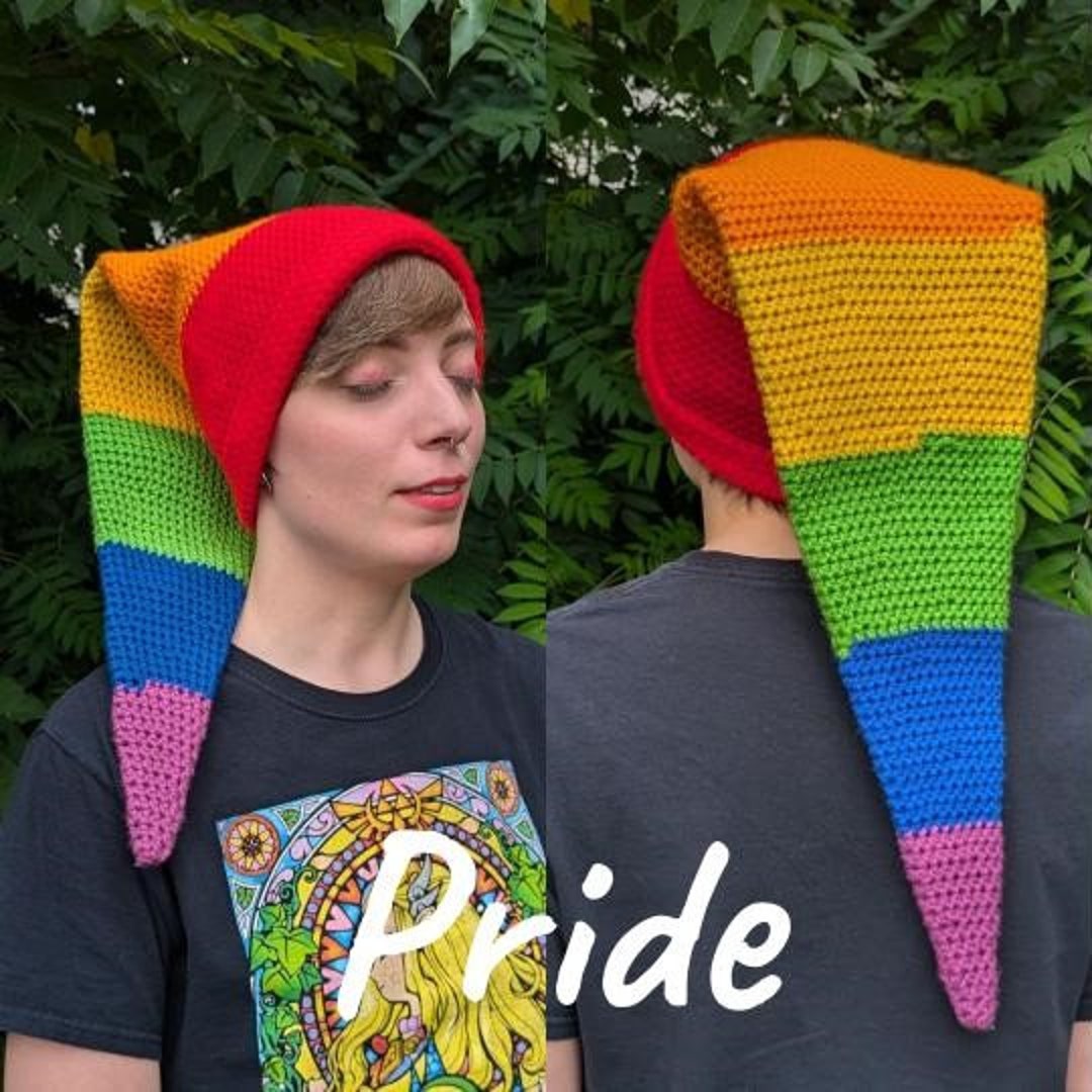 Pride Flag, LGBTQ, Handmade Crochet Stocking Elf Hat, the Legend of ...