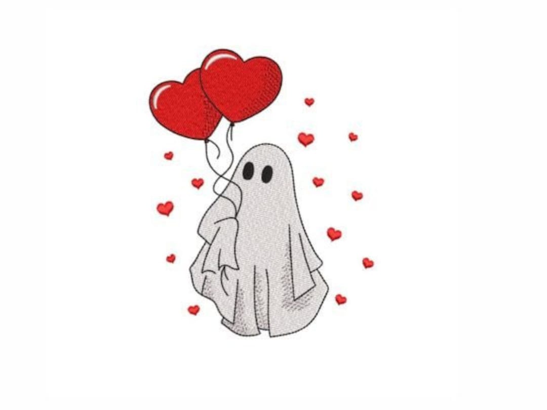 Valentine Ghost Embroidery Design - Etsy