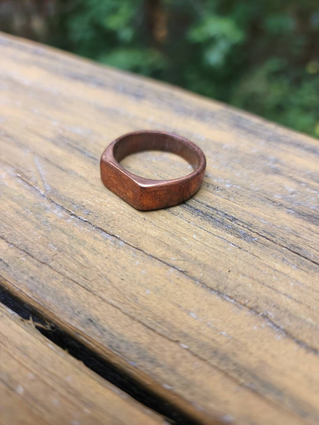 Hammered Copper Signet Ring - Etsy
