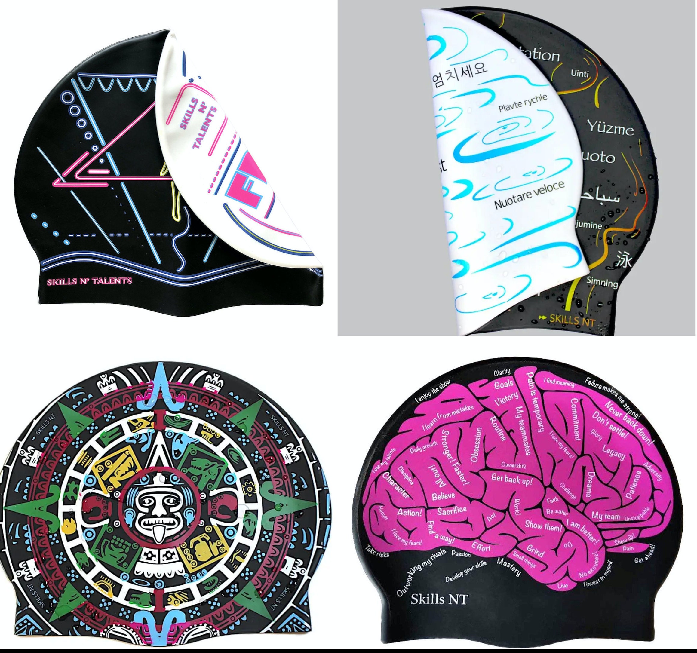 Swimming Cap - Brain, Swim Fast - Silicone | Skillsnt - Etsy