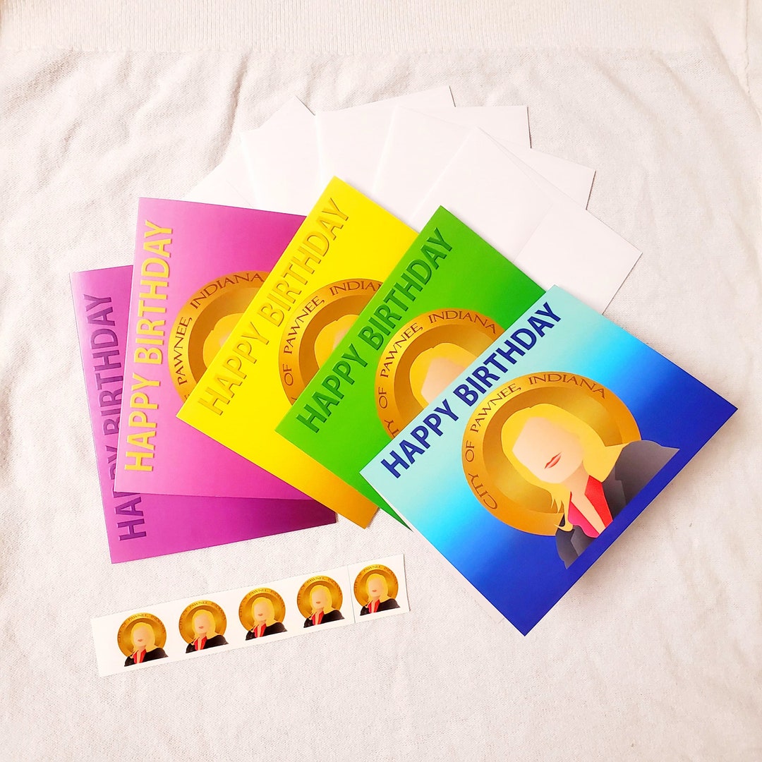 5 PACK: the Office BIRTHDAY Card + STICKER - Single - Leslie Knope - Etsy
