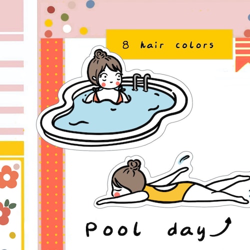 Pk94-pool Day Swim Stickers Planner Sticker Swimming - Etsy
