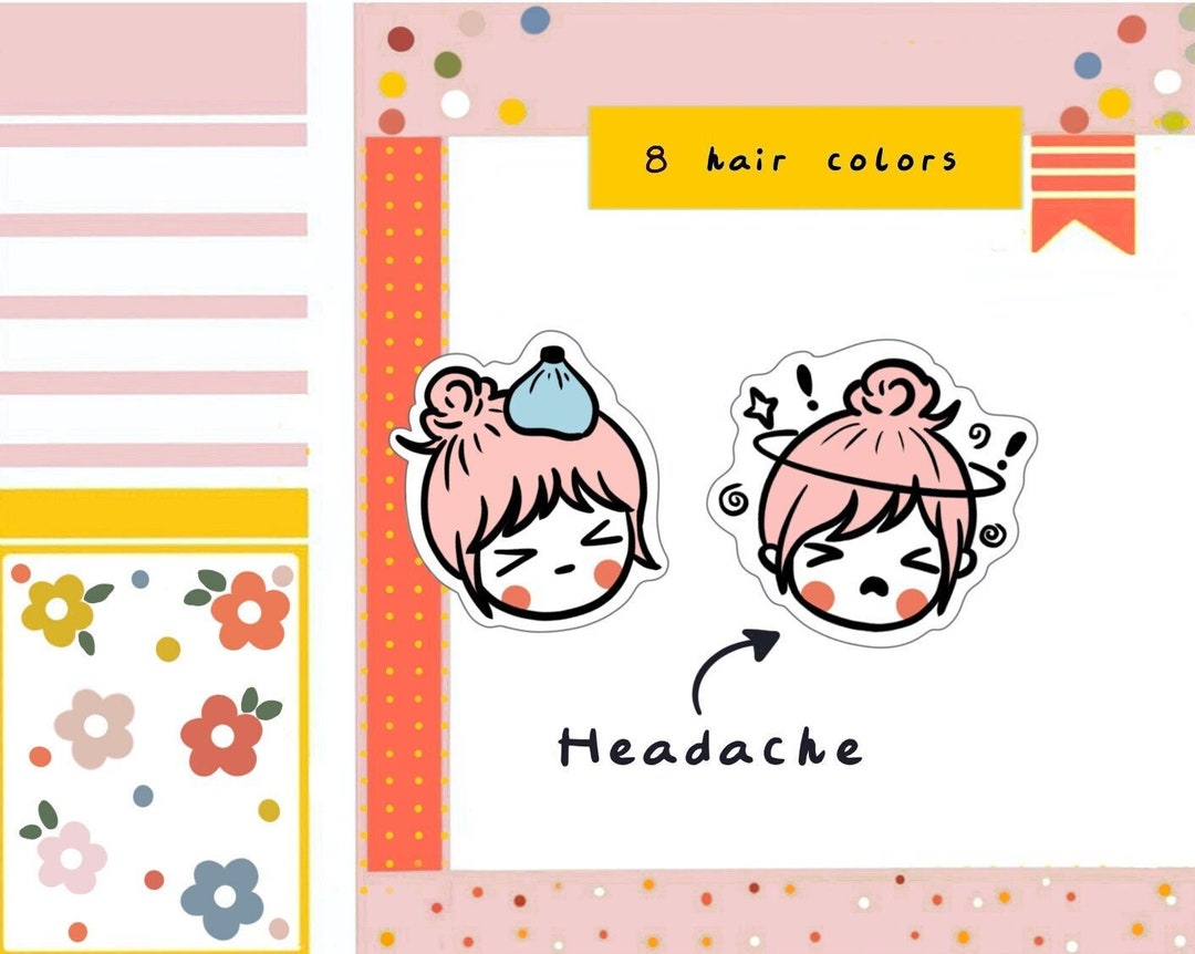 Pk137-headache, Migraine, Sick Emotion Planner Stickers - Etsy