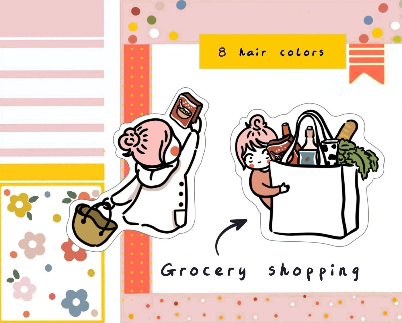 Pk130-grocery Shopping Supermarket Stickers Food Stickers - Etsy